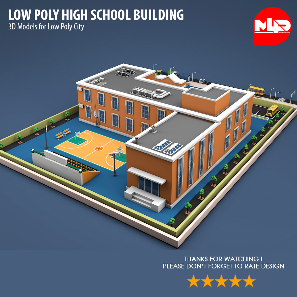 Low Poly High School Building by multimedia4d | 3DOcean